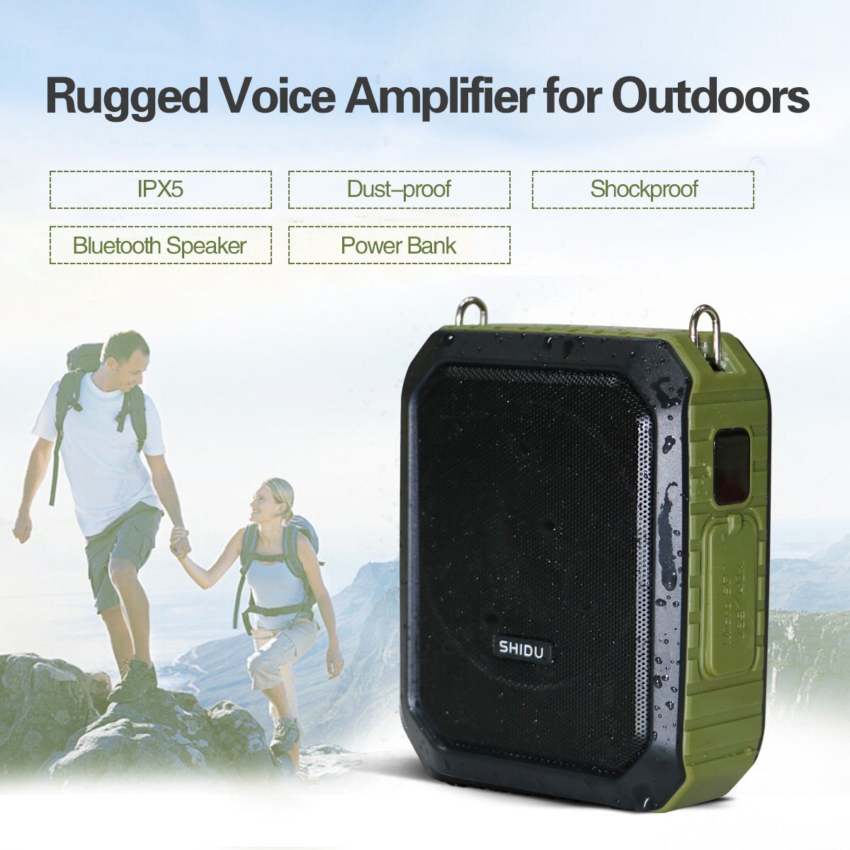 Voice Amplifier for Teachers, Portable Speaker with Wired Microphone, Personal PA System and Megaphone, 18W, 4400mAh, Feature Bluetooth, Record, Waterproof, for Teaching, Speech Tour Guide M800