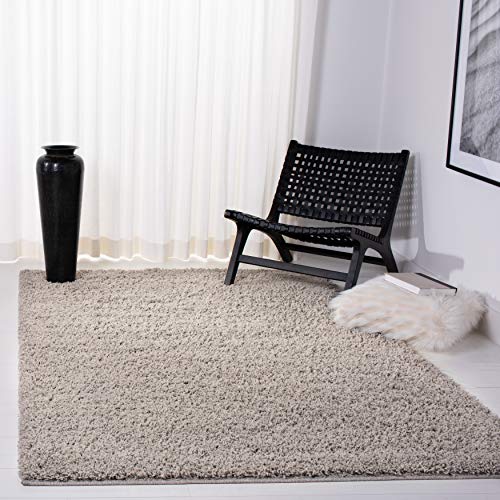 SAFAVIEH Venus Shag Collection 4' x 6' Taupe VNS520E Solid Non-Shedding Living Room Bedroom Dining Room Entryway Plush 1.8-inch Thick Area Rug