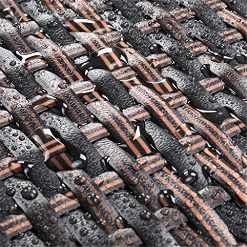 ZSEDP with Top Cover Iron Frame Rattan Trash Can Brown Gradient Outdoor Trash Can Warehouse