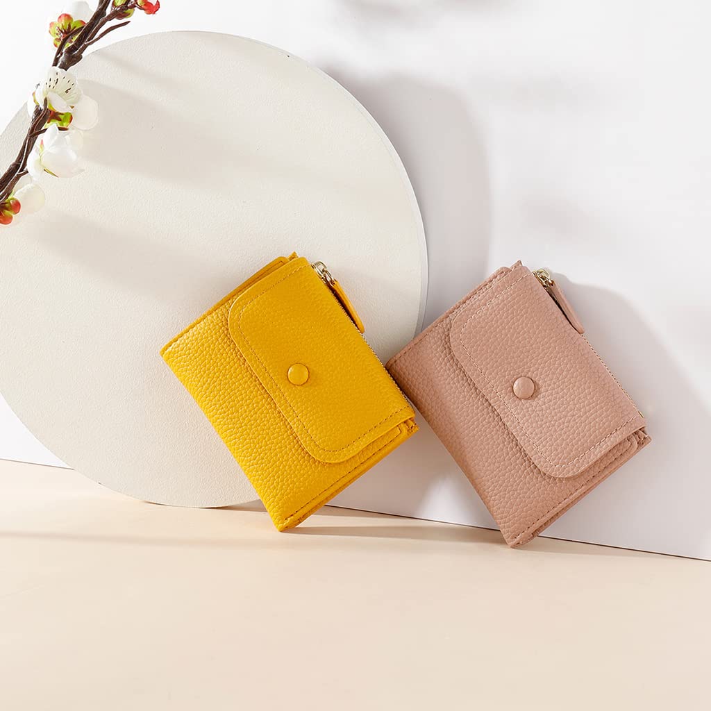 Sunwel Fashion Women's Small Zipper Bifold Wallet Card Holder ID Window Purse Zip Coin Pouch for Ladies