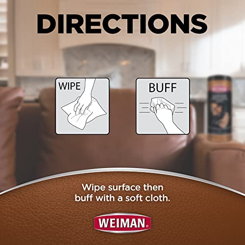 Weiman Leather Wipes - 4 Pack - Clean Condition Ultra Violet Protection Help Prevent Cracking or Fading of Leather Couches, Car Seats and Interior, Shoes and Other Leather Surfaces