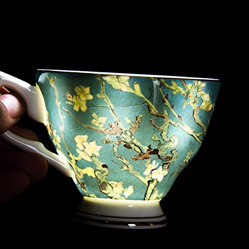 Van Gogh Tea Set, Set of 4 Glasses with Beautifully Painted Van Gogh Art, Fine Bone China Van Gogh Mugs - Set of 4-8oz. by Gute Kitchen