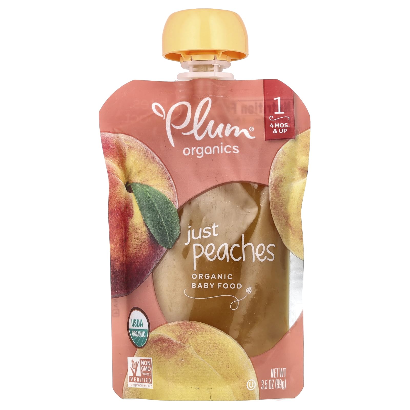 Plum Organics Baby Stage 1 Food, Just Peaches, 3.5 oz