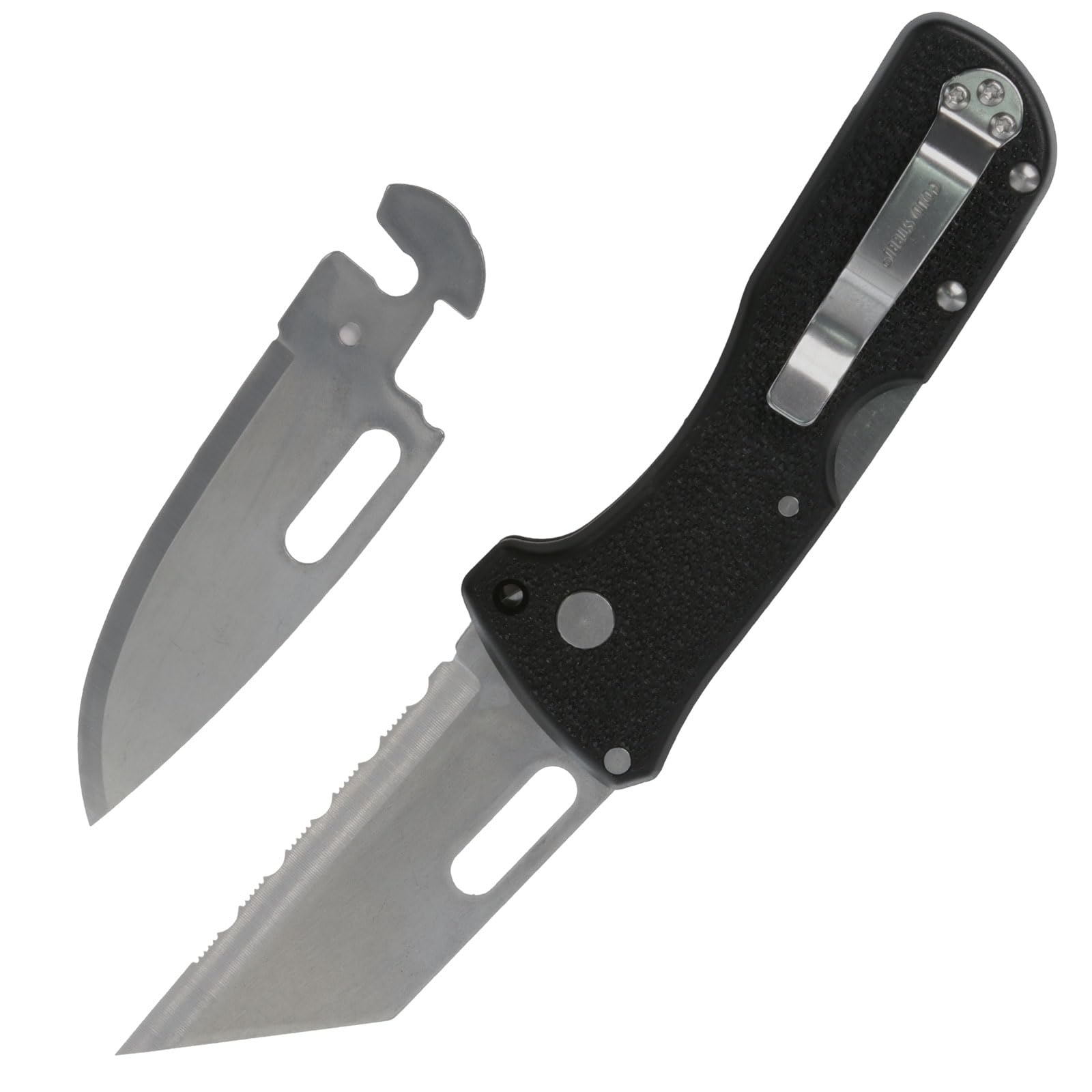 Cold Steel Click N Cut Folder Durable Hunting & Hiking Steel 5 Oz Compact 7" Long Folding Knife with Strong Lock & 2 Interchangeable Blades - Blister Package