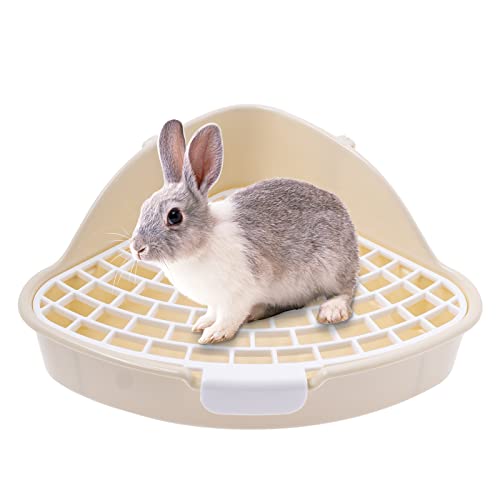 Triangle Potty Trainer Corner Litter Bedding Box Pet Pan for Small Animal/Rabbit/Guinea Pig/galesaur/Hamster/Ferret(White)(9.64"x6.89"x4")