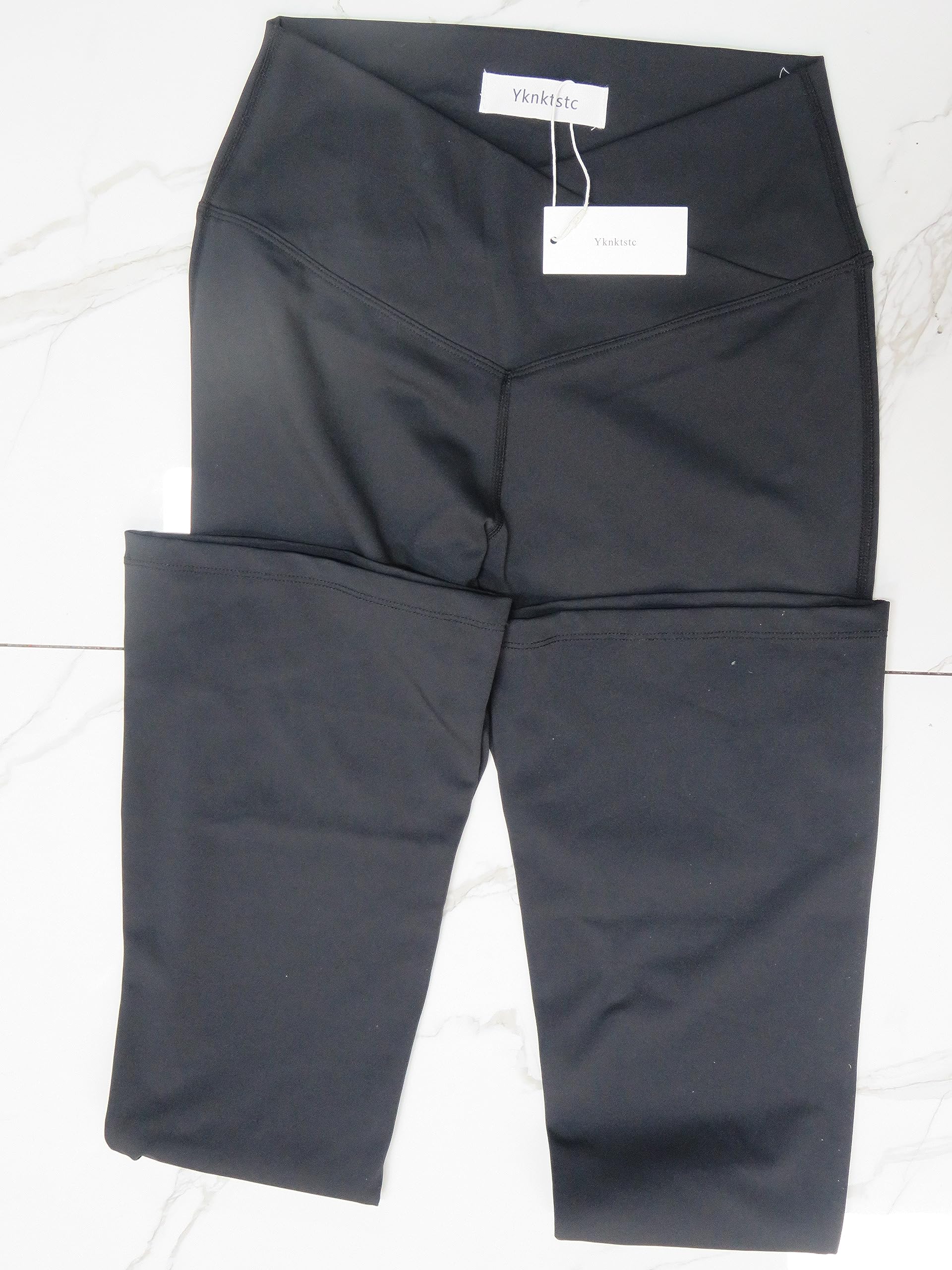 Yknktstc Womens Bootleg Yoga Pants V Crossover High Waisted Flare Workout Pants Leggings S Black