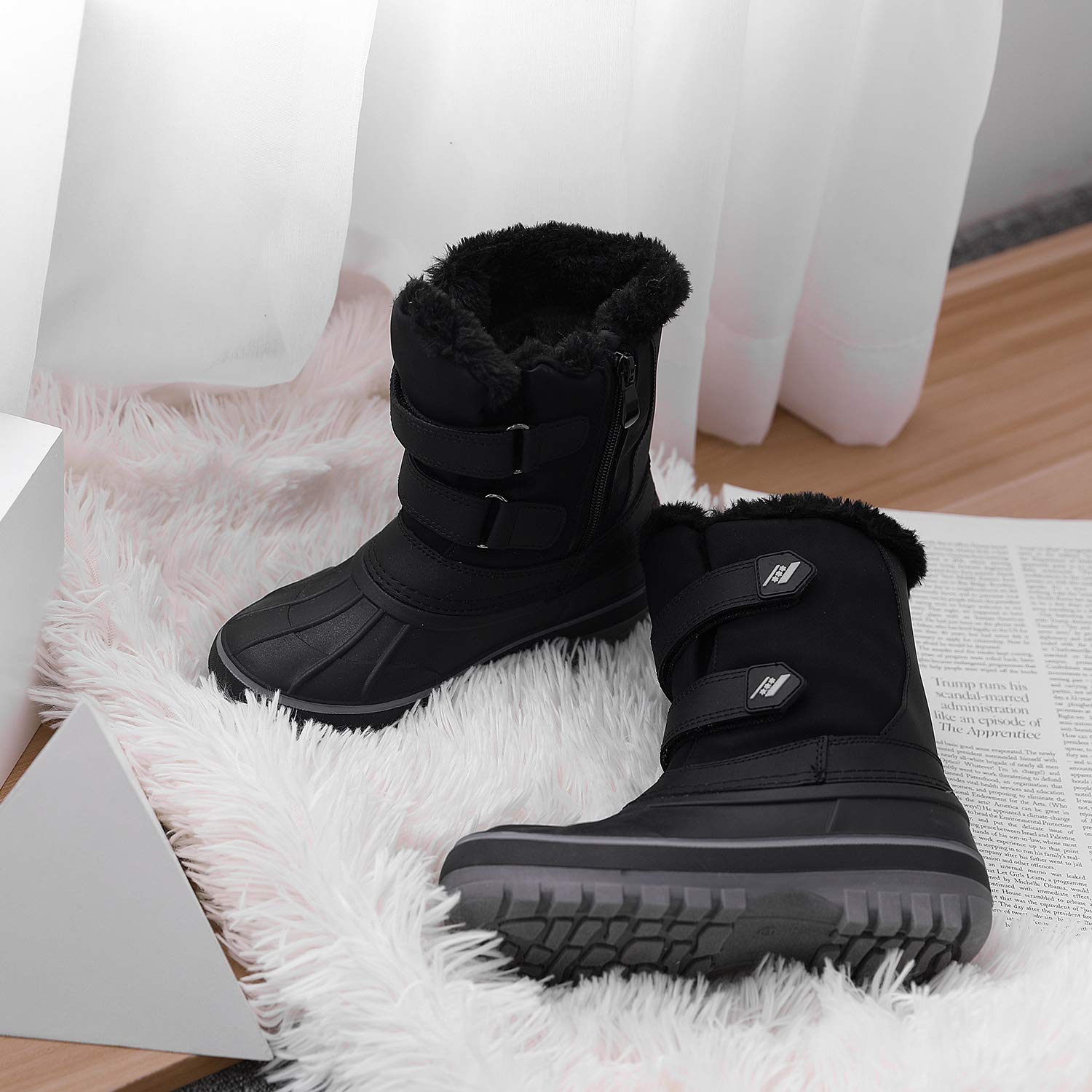 DREAM PAIRS Little Kid Ducko Black Ankle Winter Snow Boots Size 2 M US Little Kid