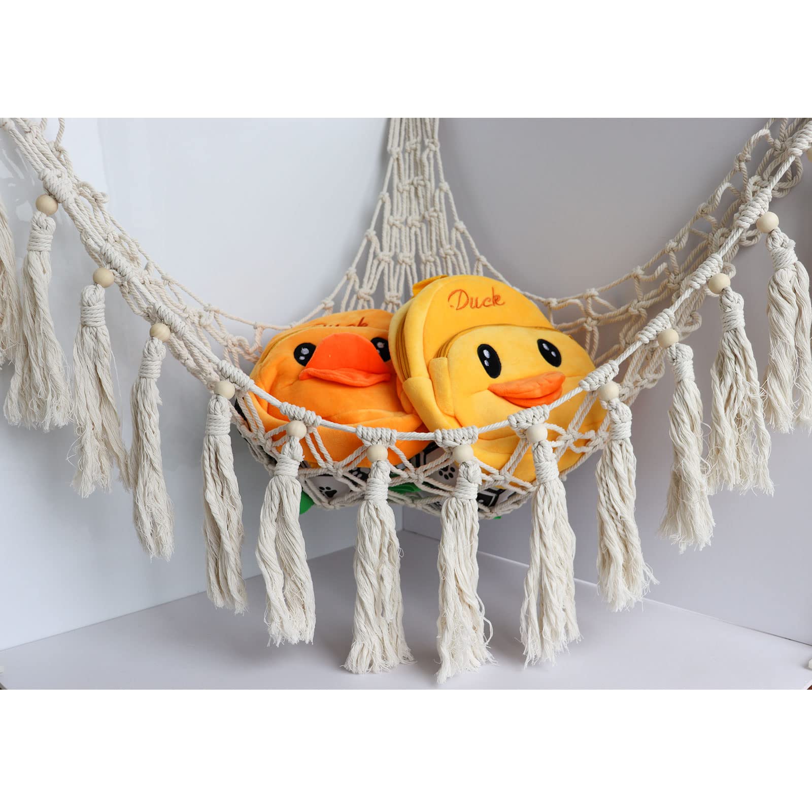 Stuffed Animal Toy Hammock, Stuffed Animal Net, Handmade Large Size Macrame Toy Hammock, Wall Hanging Mesh Toy Hammock, Stuff Animal Toy Organizer Storage Net for Kids Bedroom Nursery Play Room