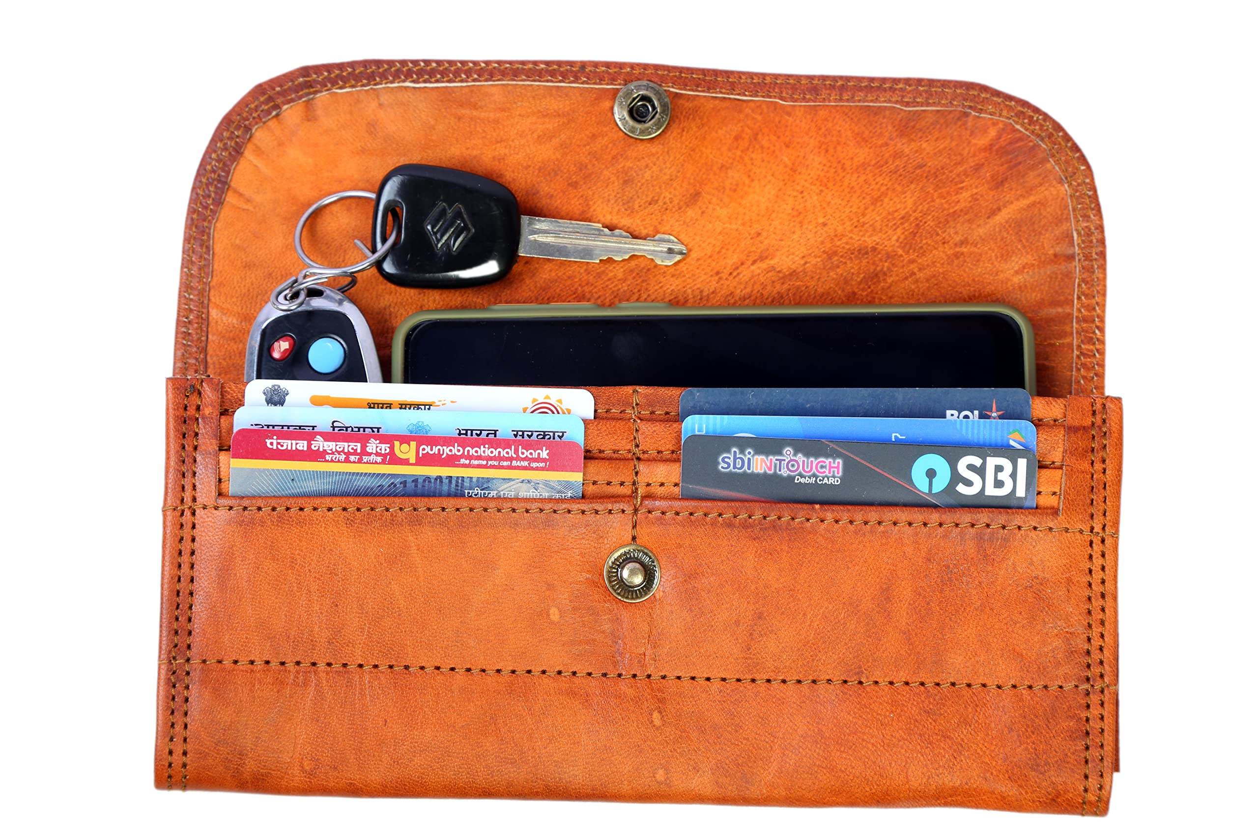We Mitra Leather Women Purse Flap Wallet Clutch Brown Vintage Stylish