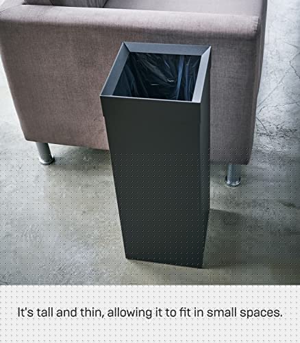 YAMAZAKI home 4489 Tall Trash Can-Modern Garbage Waste Basket with Handle, One Size, Black