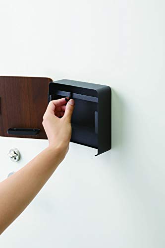 Yamazaki Home Square Magnetic Cabinet Accented Keychain Organizer | Steel + Wood | Key Storage, One Size, Walnut