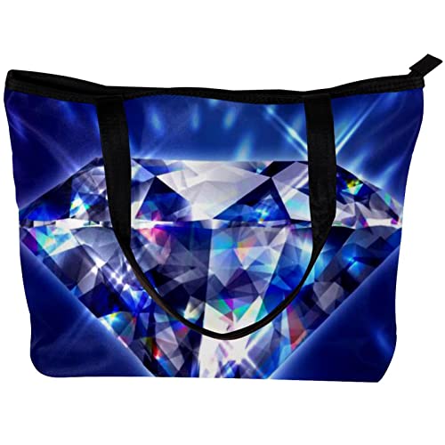 Women's Large Size Canvas Shoulder Bag Hobo Crossbody Handbag Casual Tote, Blue Diamond