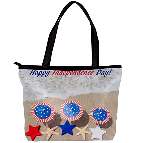 Women's Large Size Canvas Shoulder Bag Hobo Crossbody Handbag Casual Tote, Independence Day 4th of July