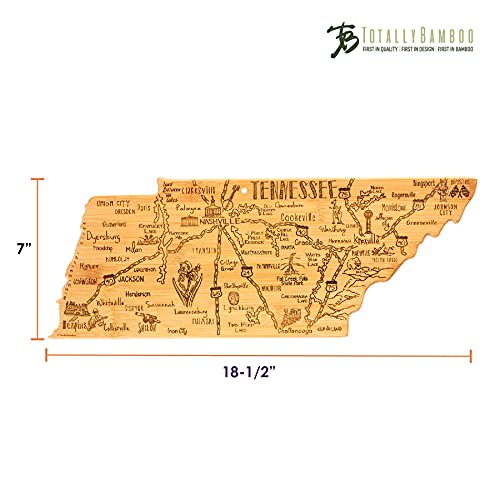 Totally Bamboo Destination Tennessee State Shaped Serving and Cutting Board, Includes Hang Tie for Wall Display