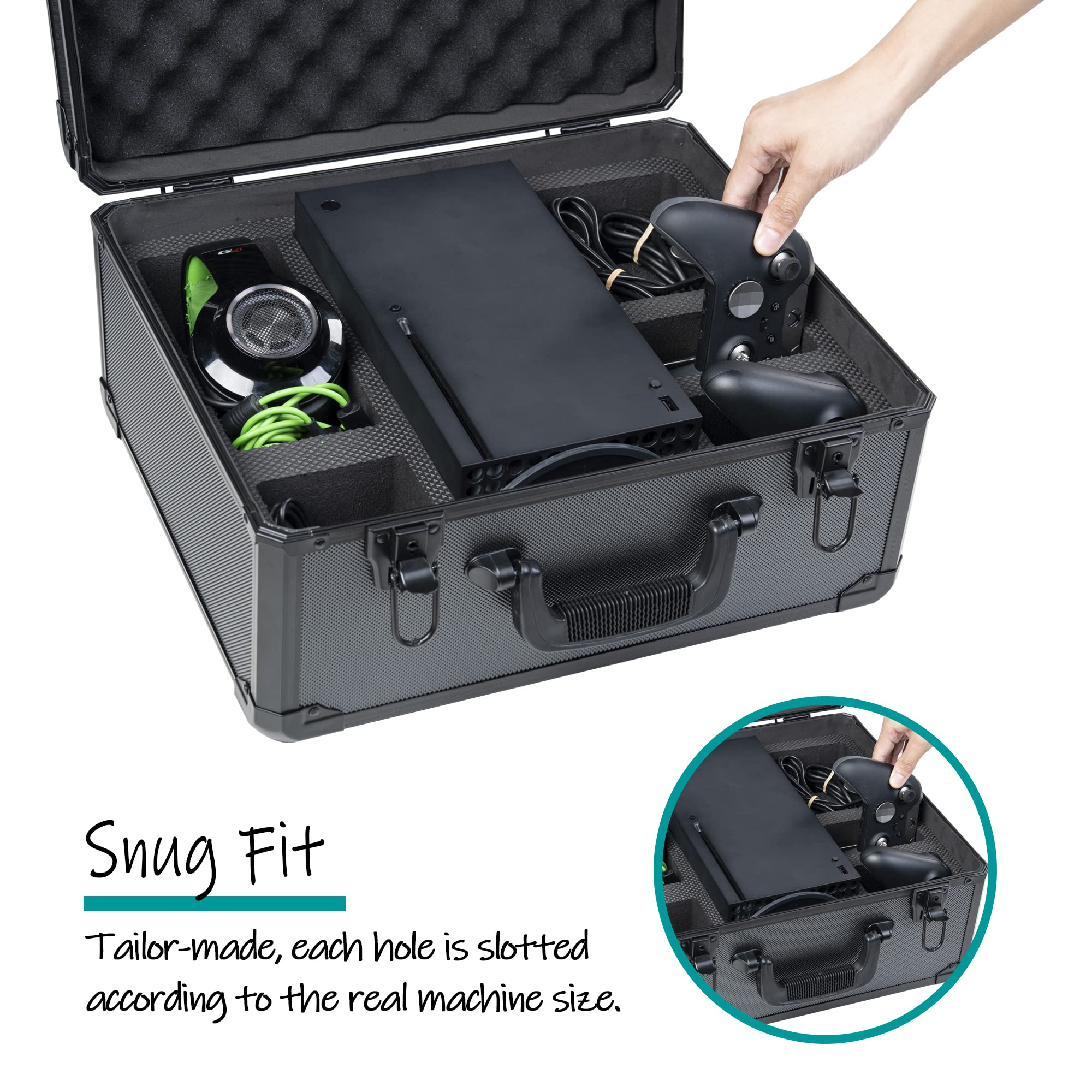 D DACCKIT Hard Carrying Case Compatible with Xbox Series X - Travel Case for Xbox Series X Console, Controllers, Headset and Other Accessories