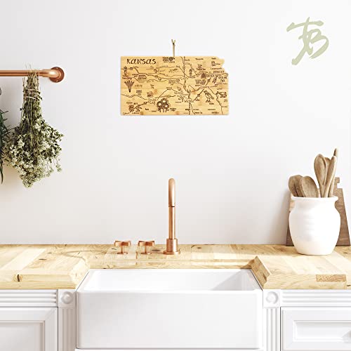 Totally Bamboo Destination Kansas State Shaped Serving and Cutting Board, Includes Hang Tie for Wall Display