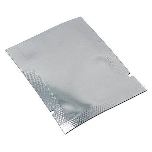 Silver Aluminum Foil Pouch Heat Seal Front Window Plastic Mini Open Top Flat Vacuum Packaging Mylar Bag Food Small Sample Mylar Storage with Tear Notch (200, 1.9x2.7 inch)