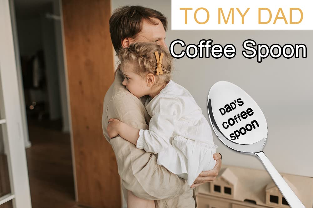Dad Gift Spoon from Daughter Son - Dad's Coffee Spoon for Dad Daddy Birthday Fathers Day Christmas Gift for Father Coffee Lovers Gifts for Him Dad Coffee Spoons
