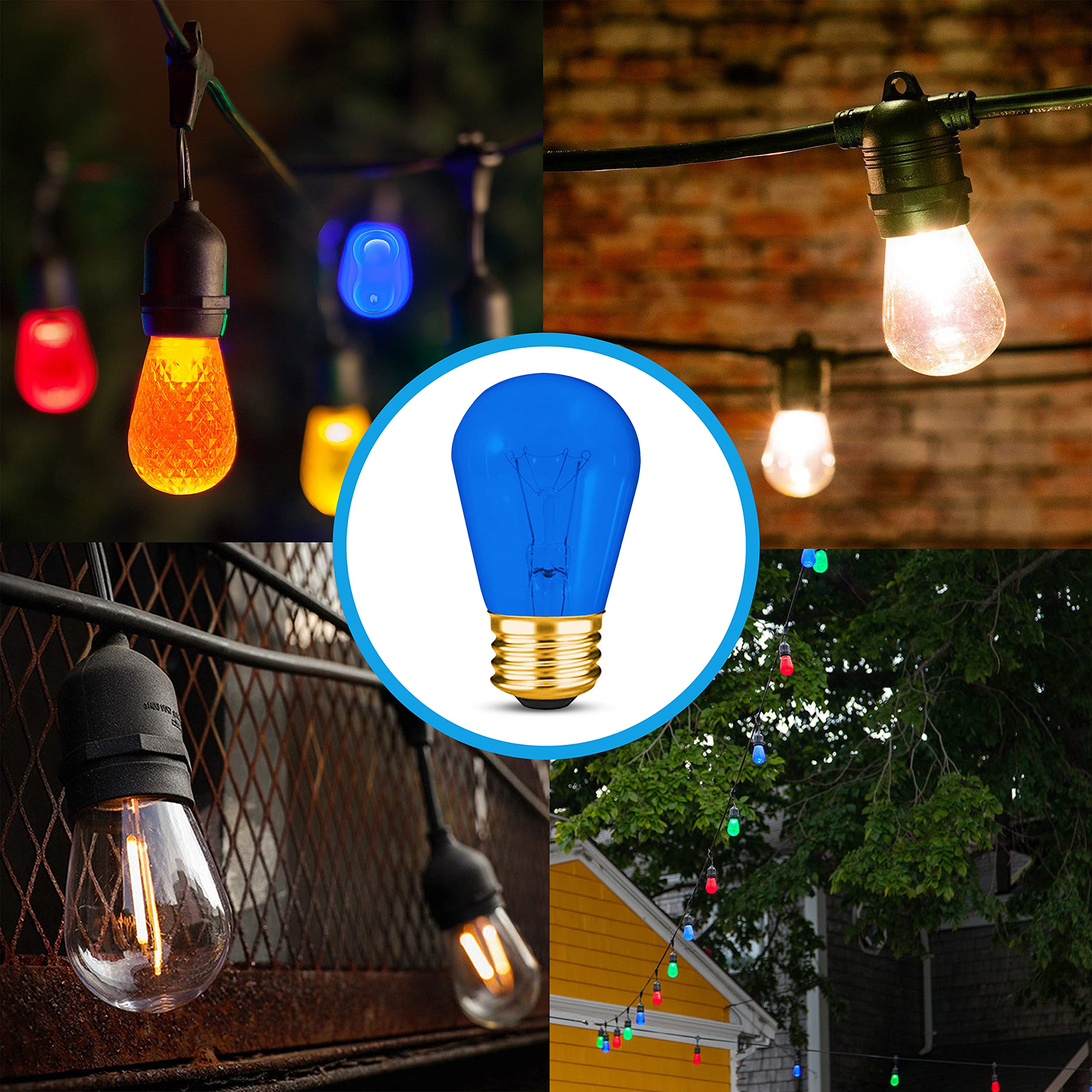 OHLECTRIC Transparent Pink S14 LED Bulbs with E26 Medium Base -11 Watts Dimmable Sign Light Bulbs, Energy Efficient - Ideal for Outdoor String Lights - Pack of 10