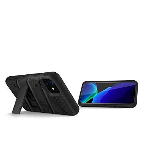 ZIZO Bolt Series iPhone 11 Case - Heavy-Duty Military-Grade Drop Protection w/Kickstand Included Belt Clip Holster Tempered Glass Lanyard - Black