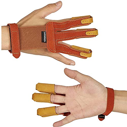 Huntingdoor Arm Guards Archery Leather Arm Protector Soft 3 Finger Archery Glove Black and Brown