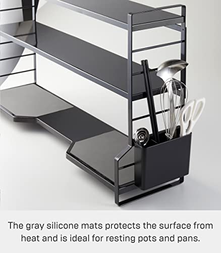Yamazaki Home Sturdy, Standing Stovetop Kitchen Rack/Spice Shelves | Steel | Countertop Shelf, One Size, Black