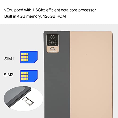PUSOKEI 10.1in Android 11.0 Tablet, Octa Core 128GB ROM 2.4G 5G Dual Band WiFi Tablets FHD Screen Dual SIM Dual Standby USB Charging, 7000mah Battery, Multi Language(US)