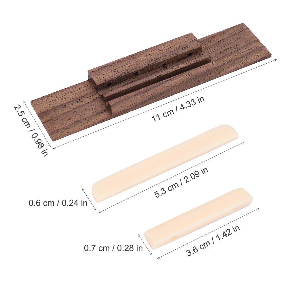 Ukulele Bridge Set Rosewood Bridge Plastic Nut & Saddle DIY Ukulele Replacement Part