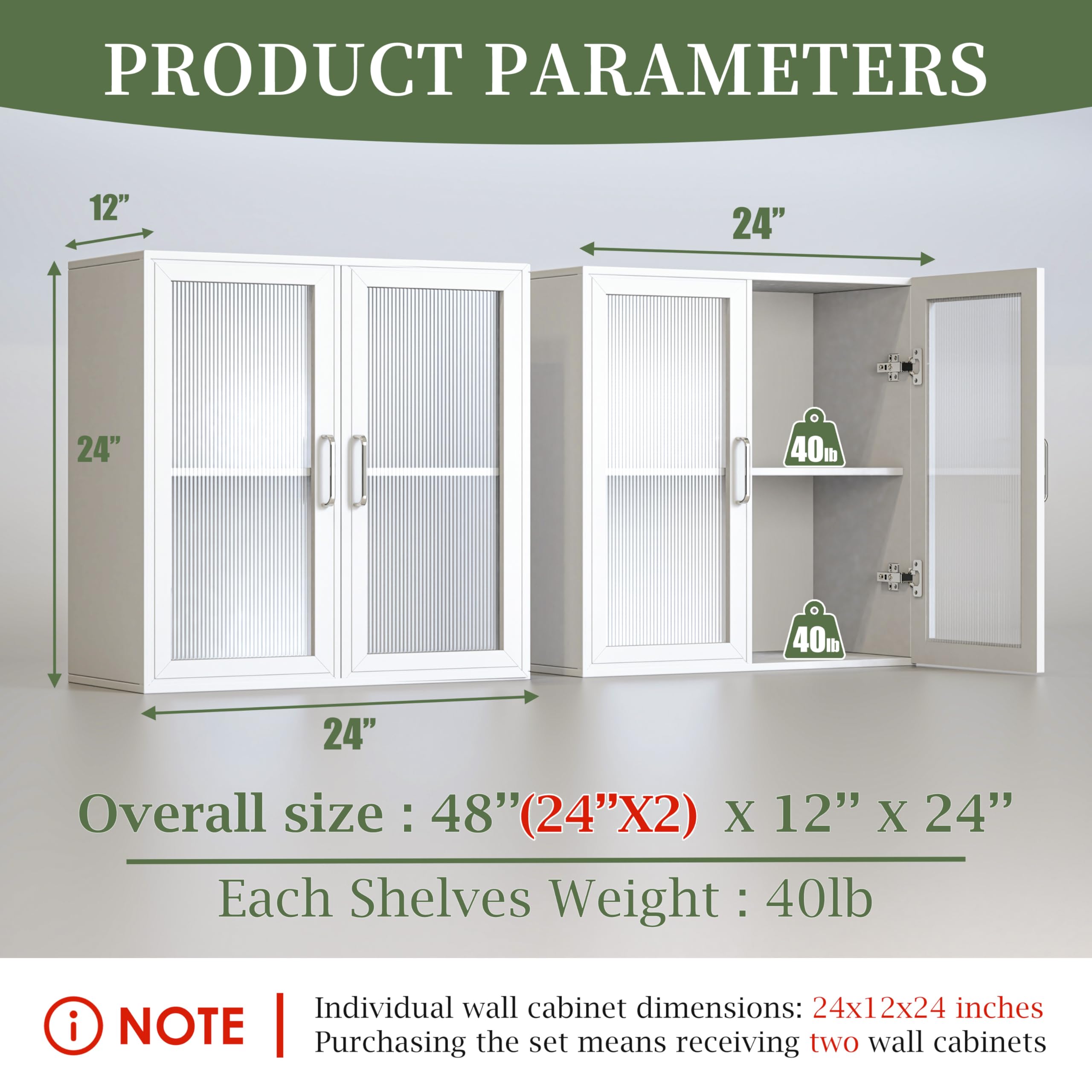 FIMELLO Wall Cabinet, Acrylic Glass Wall Mounted Storage Cabinets, Medicine Cabinet for Kitchen Garage Laundry, White