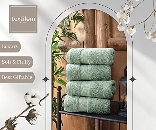 TEXTILOM Turkish Hand Towels for Bathroom β Hotel and Spa Quality & Soft & Absorbent & Quick Dry Bathroom Hand Towels β 100% Cotton Turkish Hand Towel Set of 4 (16 x 28 inches) - Green