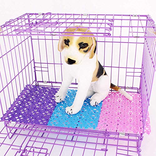 Newweic Rabbit Cage Mats - 4 Packs Plastic Cage Bottom Mat for Bunnies - Small Animal Feets Floor Pads Resting mats - for Dog Rabbits Guinea Pigs Playpen Pet Wire Cages (Grey)