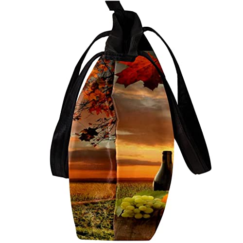 Women's Large Size Canvas Shoulder Bag Hobo Crossbody Handbag Casual Tote, Autumn Landscape Grapes