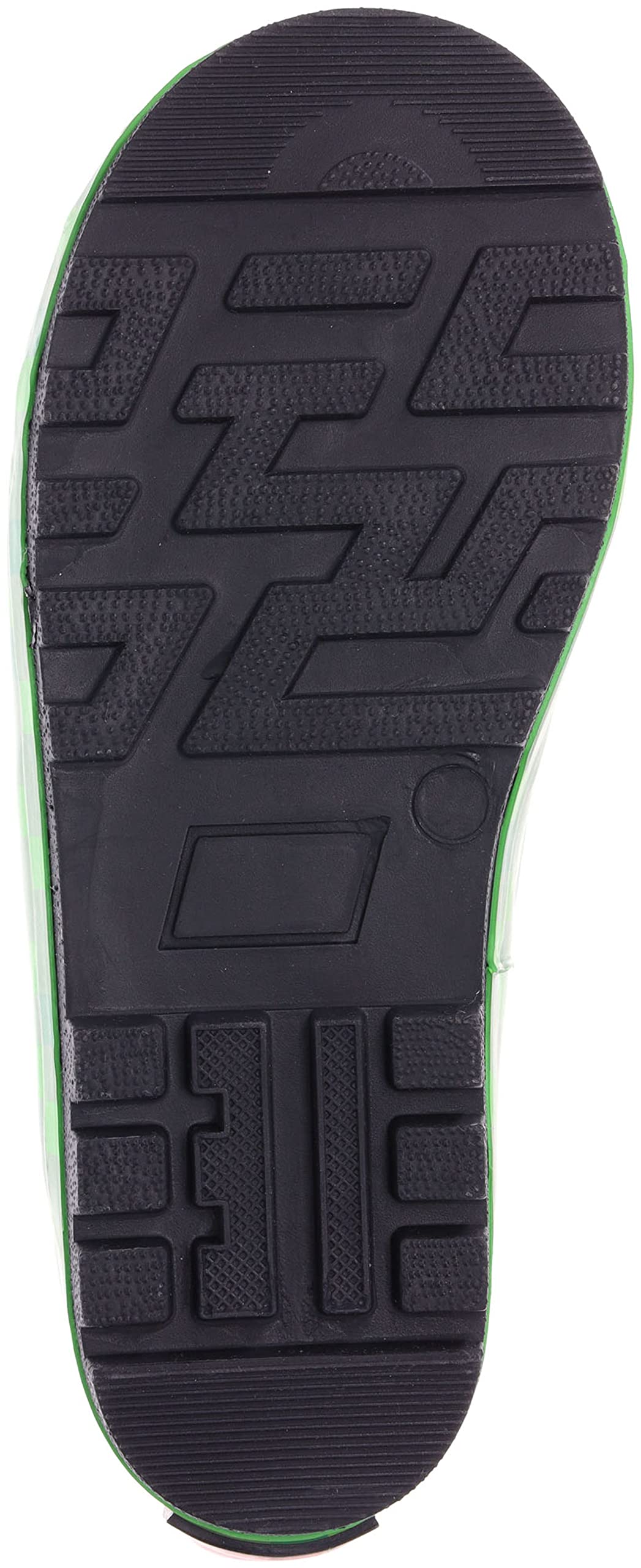Minecraft Rain Boot for Kids, 100% Rubber Creeper Wellie Boot Waterproof, Green/Black, Big Kid Size 1/2