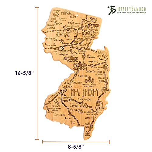 Totally Bamboo Destination New Jersey State Shaped Serving and Cutting Board, Includes Hang Tie for Wall Display