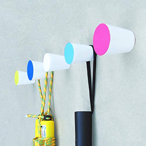 WINGOFFLY 3PCS Decorative Wooden Wall Mounted Hanging Coat Hat Hooks Modern Colorful Clothes Hanger Handemade Craft Rack(Nature& Red& Yellow)
