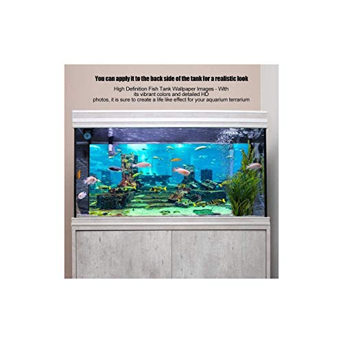 Undersea City Ruins Aquarium Poster, PVC Coral Aquarium Background Underwater Poster Fish Tank Wall Decorations Sticker(61 * 30cm)