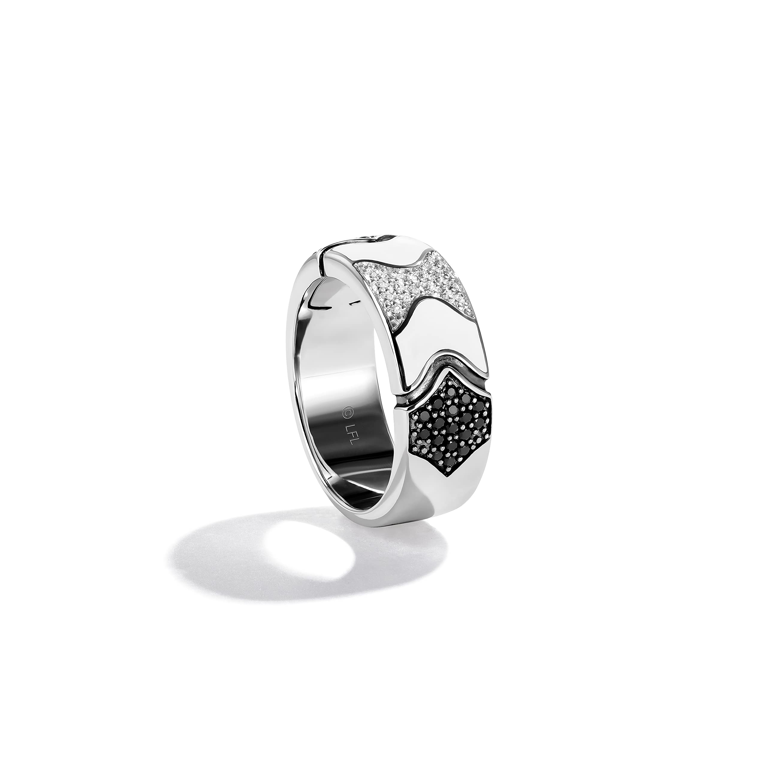 Jewelili Star Wars™ Fine Jewelry The Stormtrooper Women's Ring 1/2 Ct.Tw. Black and White Diamonds and Ceramic Silver