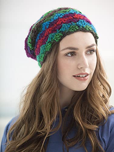 Lion Brand Landscapes Yarn - 6 Pack with Pattern Cards in Color (Apple Orchard), red, burgundy, blue, brown, and green
