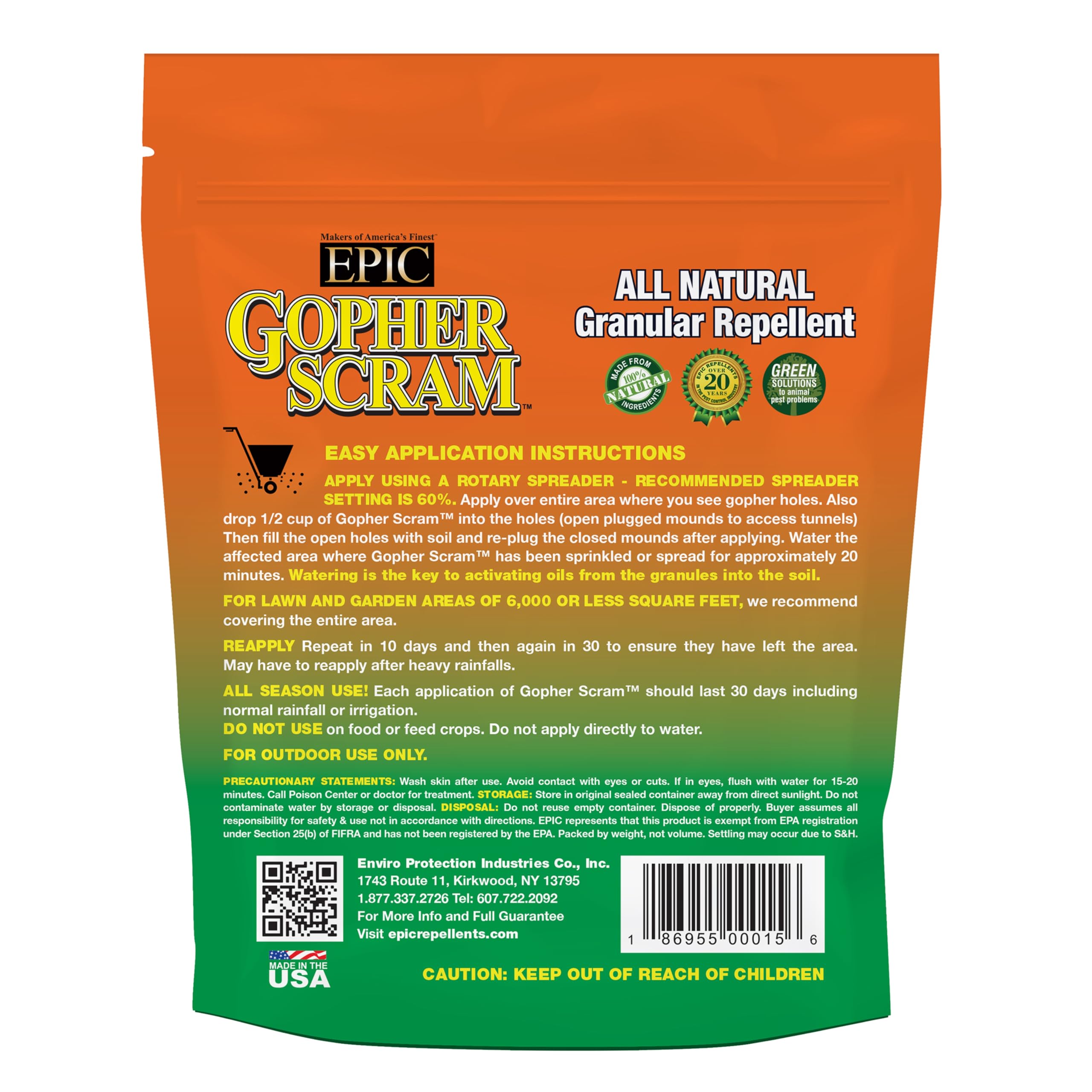 Gopher Scram All Natural Granular Repellent - All-Natural, Animal, People and Pet Safe Granule from EPIC Repellents (3.5 lb Bag)