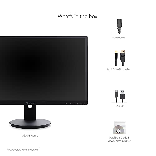 ViewSonic VG2453 24 Inch IPS 1080p Ergonomic Monitor with HDMI and DisplayPort for Home and Office, blue