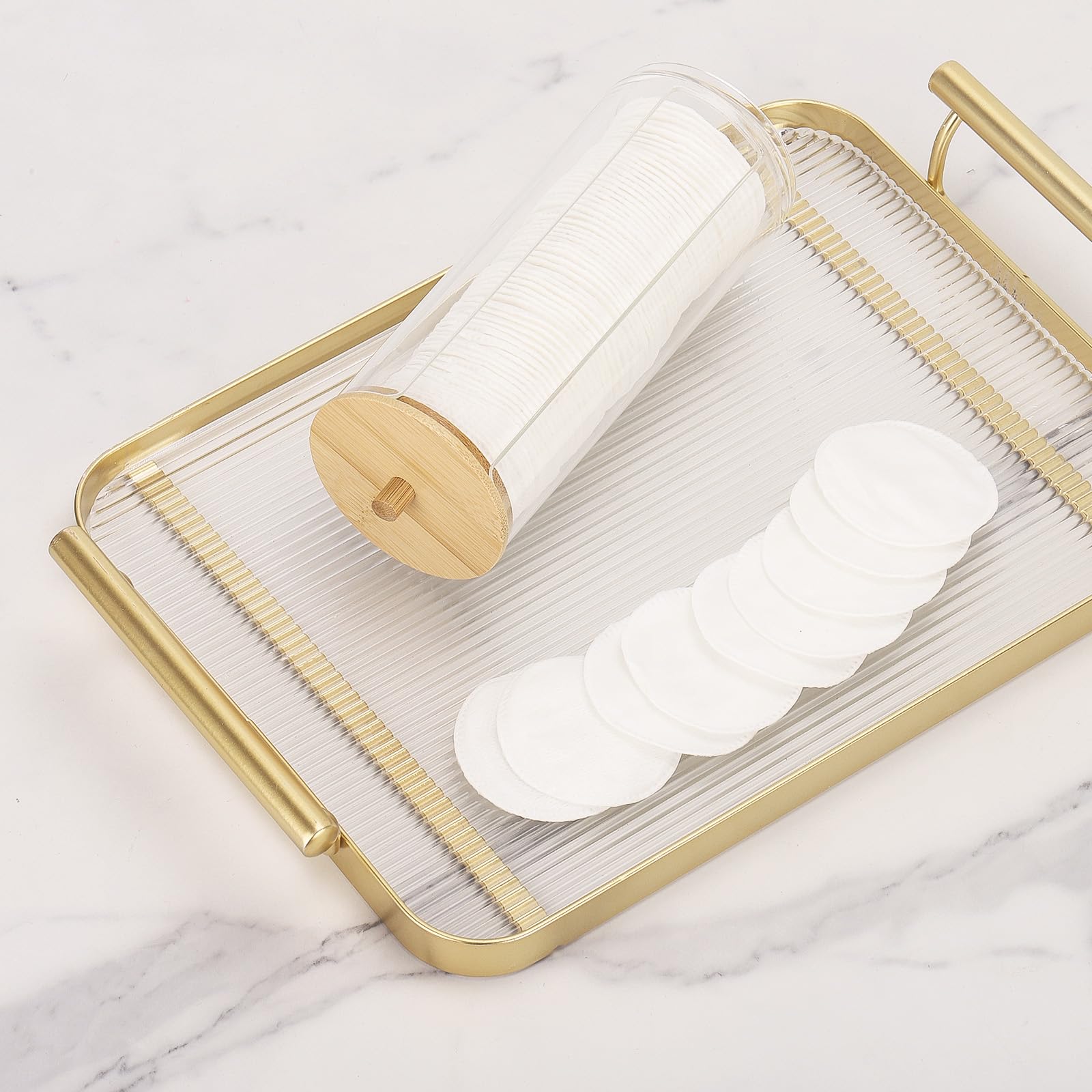 Cotton Pads Holder Set, Cotton Rounds Organizer Bathroom Clear Cotton Pads Storage Jar, 100pcs Cotton Pads