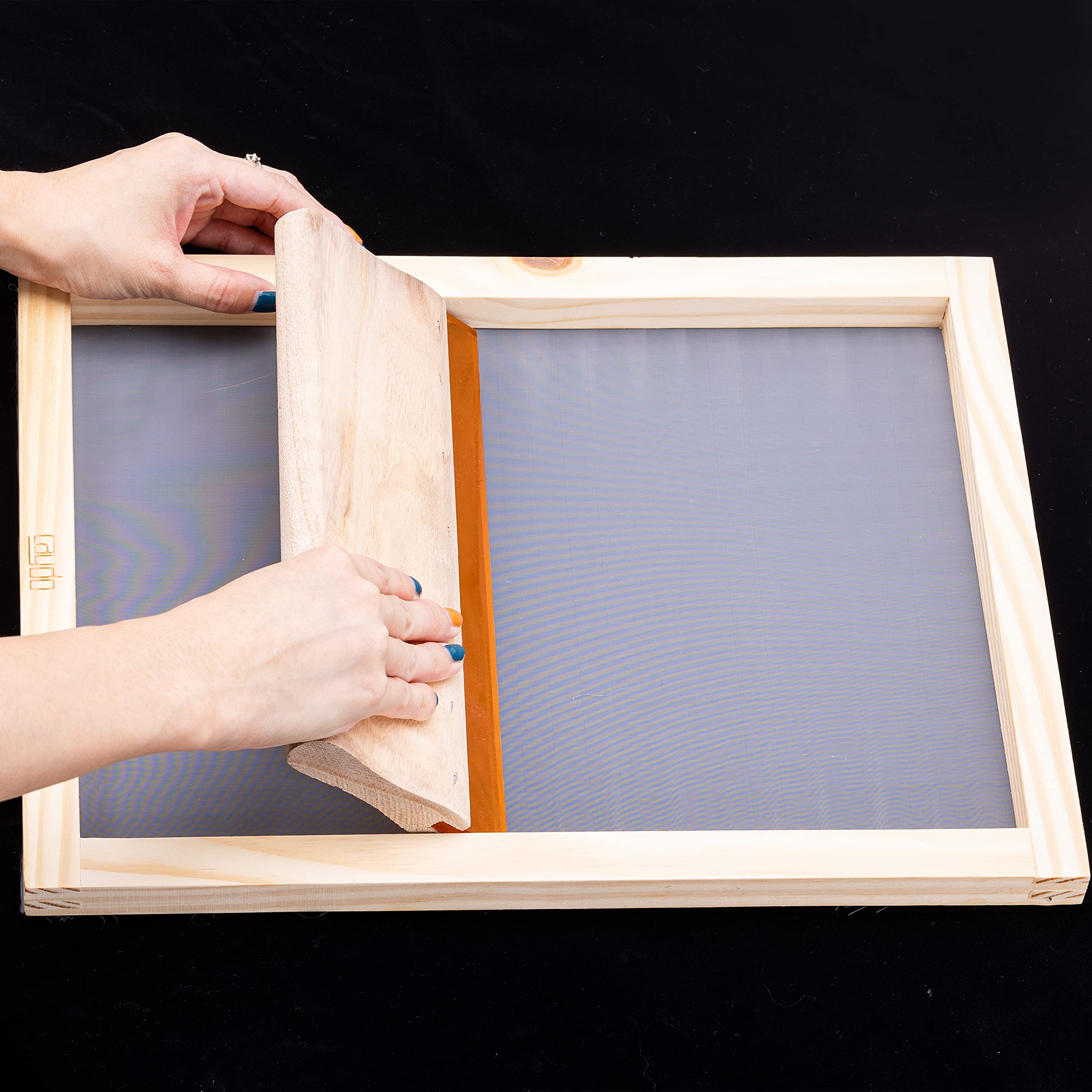 Caydo 23 Pieces Screen Printing Starter kit Include 3 Different Size of Wood Silk Screen Printing Frame with Mesh, Screen Printing Squeegees, Inkjet Transparency Film, Ink Knife, and Mask Tape