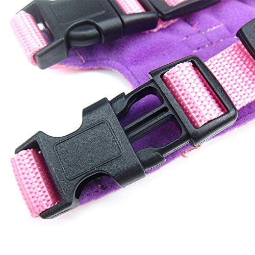 Wontee Small Pet Harness Vest and Leash Set with Bowknot and Bell Decor for Gerbil Guinea Pig Squirrel Kitten Outdoor Walking (S, Pink Star)