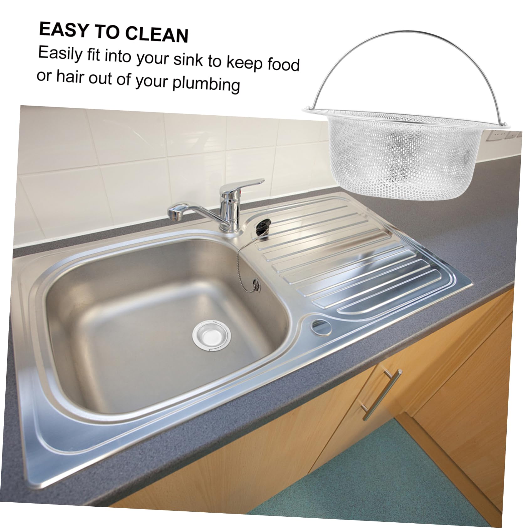 Uonlytech Filter Sink Catcher Drain Kitchen Sink Strainer with Handle Kitchen Hair Kitchen Sink Strainer Stopper Sink Food Catcher Bath Sink Kitchen Accessories Tub Protector Stainless Steel