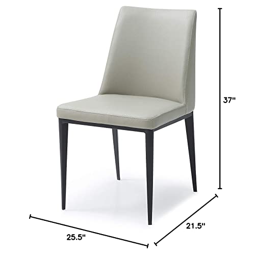 Whiteline Modern Living Gray Carrie Dining Chair, Light Faux Leather, Black Legs, Set of 2