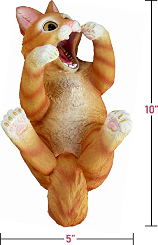 World of Wonders Orange Tabby Cat Decorative Wine Bottle Holder | Wine Bottle Holder for Cabinet | Cat Mom Wine Accessories | Cat Statues Resin Table Top Wine Holders - 9"