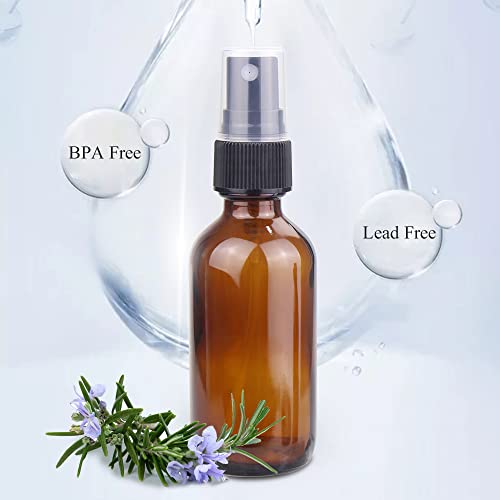 Wedama Spray Bottle, 2oz Fine Mist Glass Spray Bottle, Little Refillable Liquid Containers for Watering Flowers Cleaning(16 Pack, Amber)