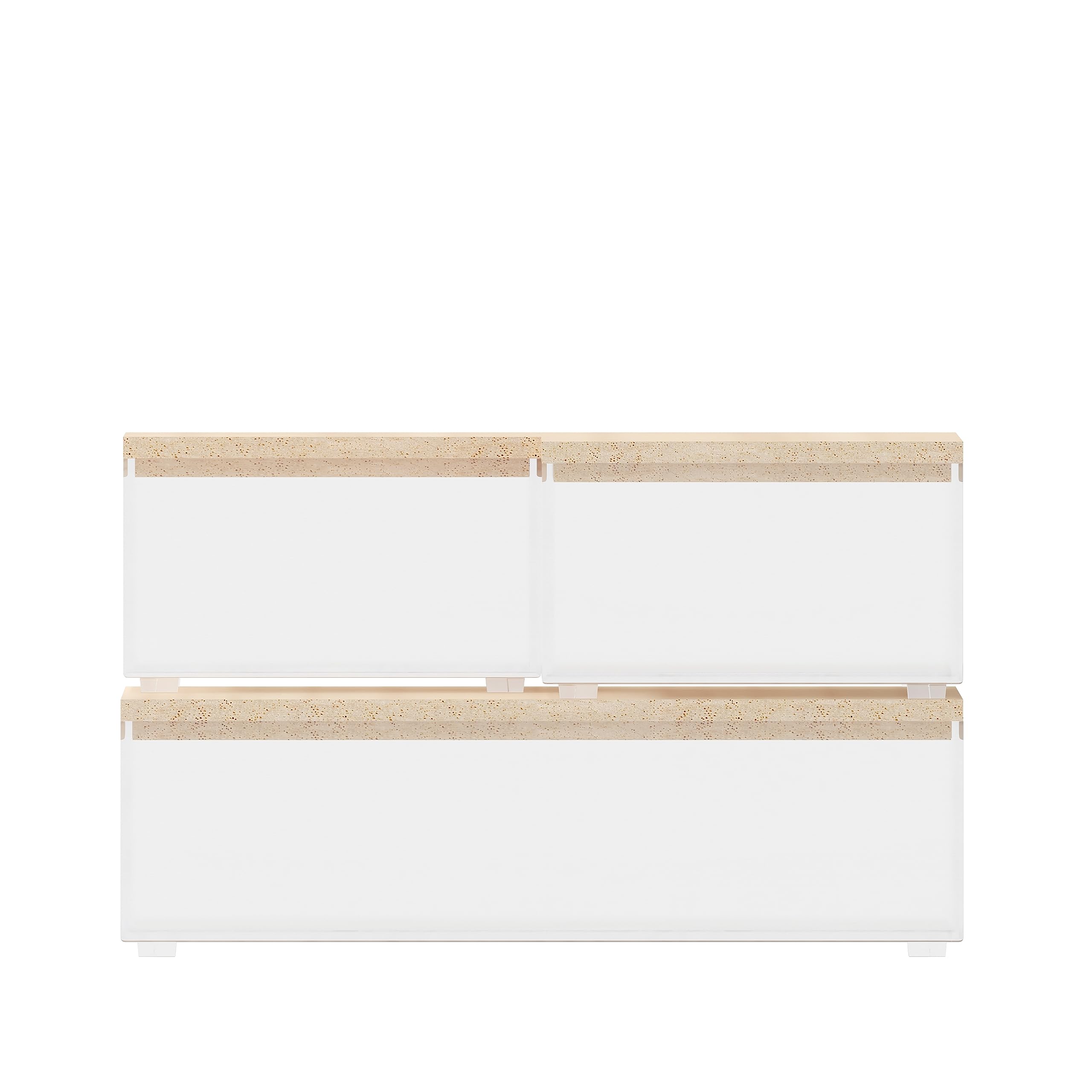 Martha Stewart Brody Plastic Storage Organizer Bins with Paulownia Wood Lids for Home Office,-Kitchen, or-Bathroom, 3 Pack 1-Small/1-Medium/1-Large, Clear/Lt Natural