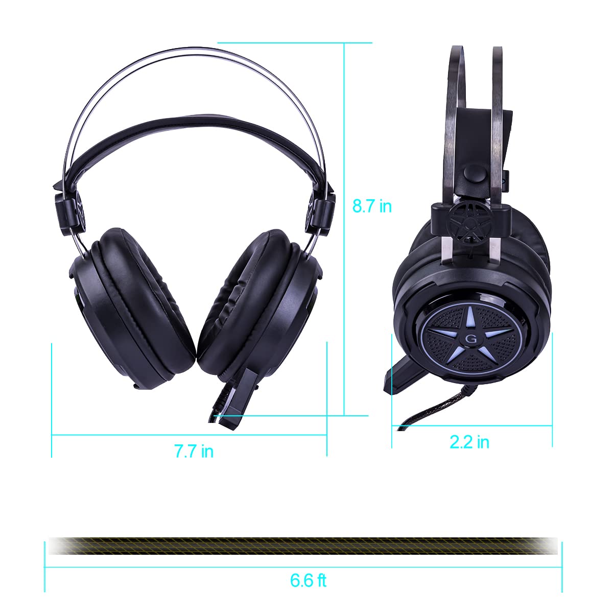 Olyre Gaming Headset G3 for PS4 PS5 Xbox One Switch PC with Noise Canceling Deep Bass Stereo Sound…Over Ear Headphones with Mic, Glowing LED Light, Bass Surround, Soft Earmuffs for Laptop MacNES Games