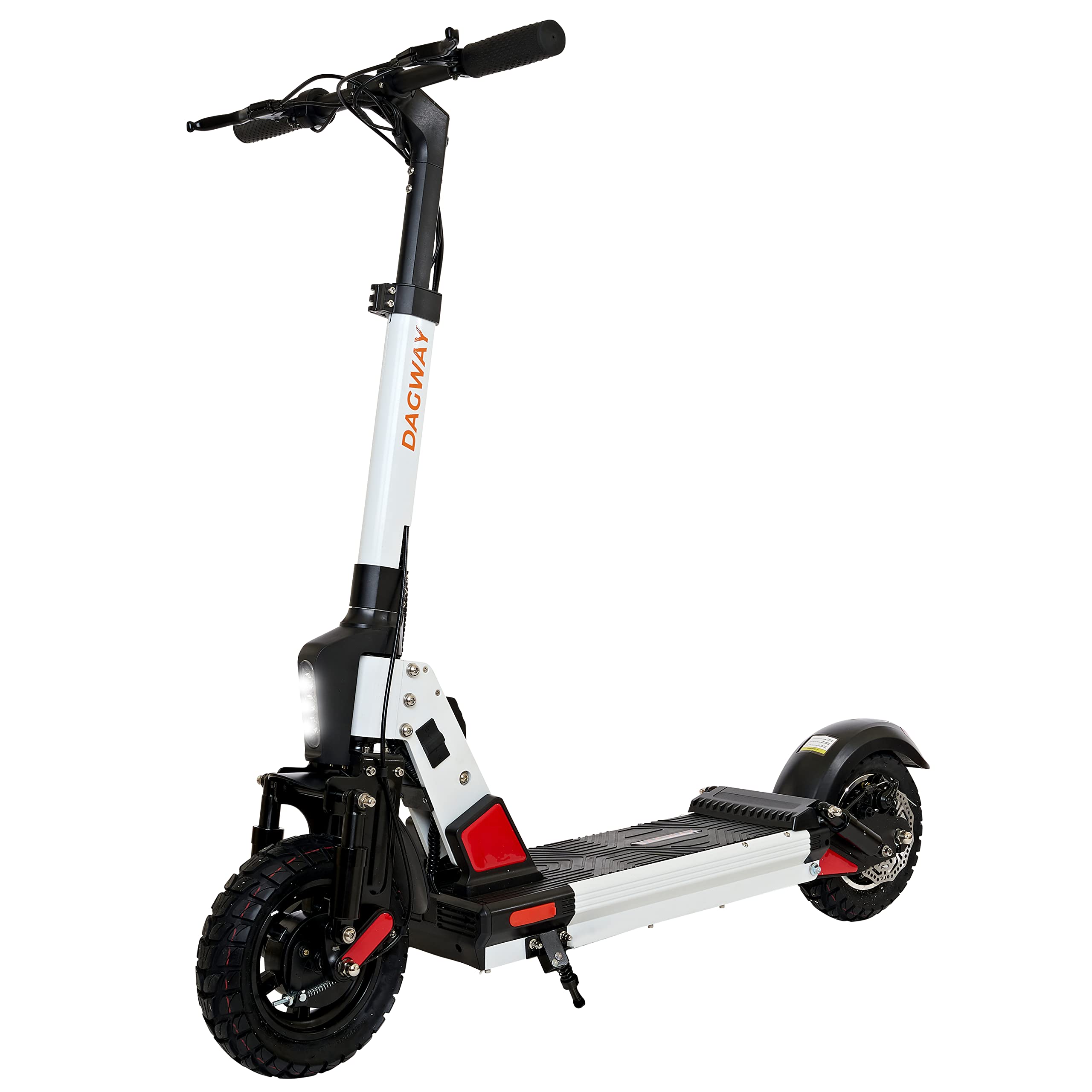 DAGWAY - Ultra Long-Range 56-Mile Electric Scooter for Adults and Kids, Sleek Foldable Electric Scooter, Fast-Charging 500W Motorized Scooter, with Front and Rear Wheel Shock Absorbers (White)